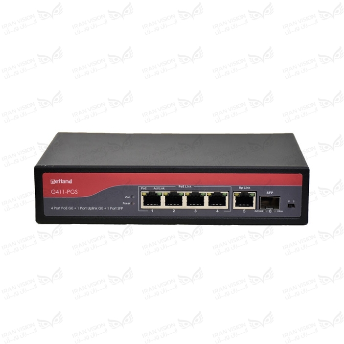 سوئیچ نتلند پورت1000 G411-PGS(POE x4)(UPx1) | فروشگاه ایران ویژن